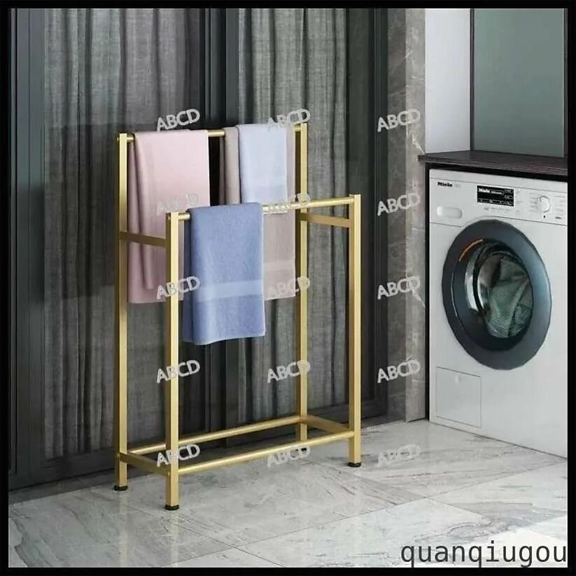 Напольный держатель для полотенец в ванную хром золотой металл 100 см