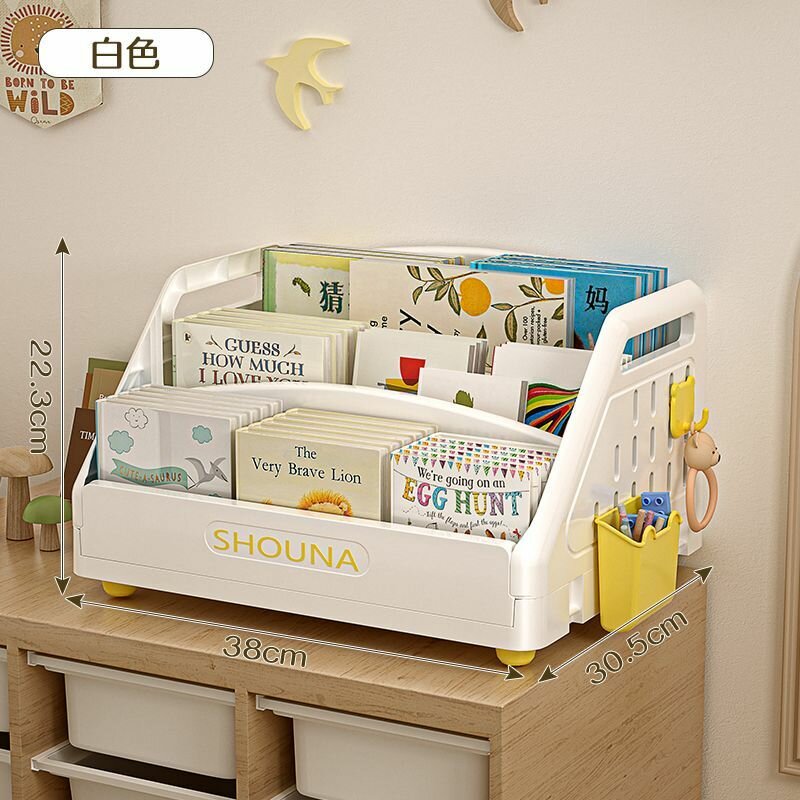 Очень большая многоярусная книжная полка для детских книг, стационарная напольная полка для детских книг, большая вместимость для хранения, книжная полка для игрушек в скандинавском стиле для рабочего стола.