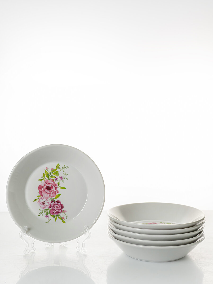 Набор фарфоровый блюдце-тазик чайное 140мм. "Оливия", Дулево, 6 шт.