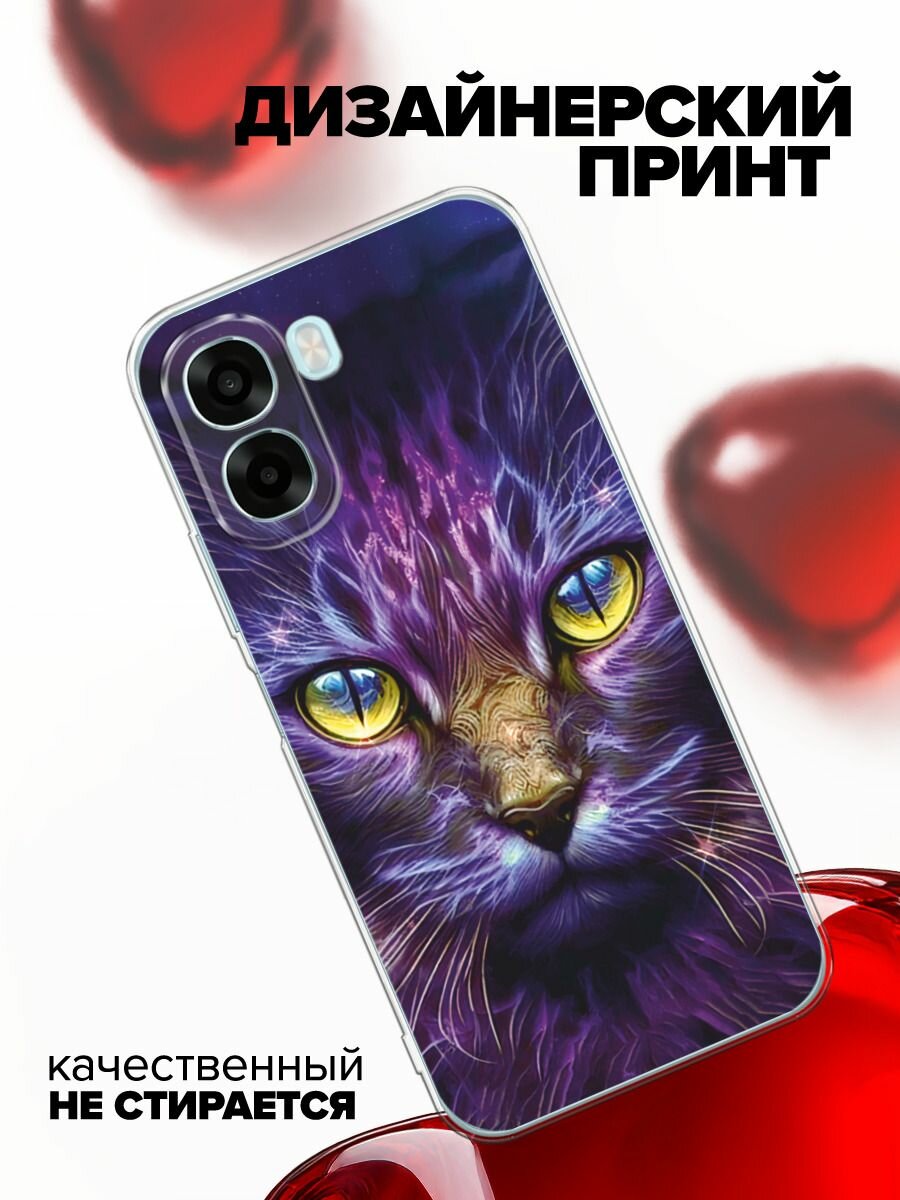 Силиконовый чехол на Oppo A6x / Оппо A6x с принтом Фантастический кот — фото 1