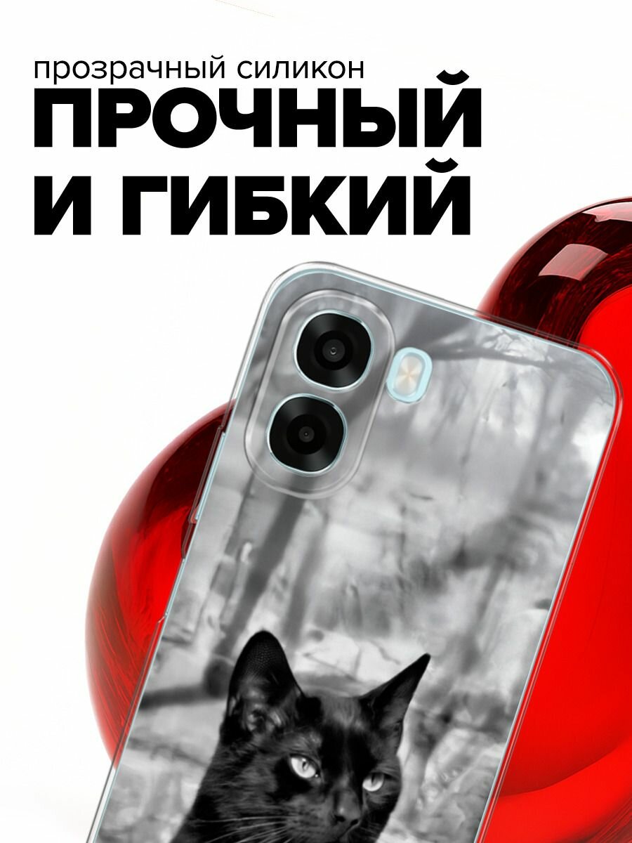 Силиконовый чехол на Oppo A6x / Оппо A6x с принтом Котик с пилкой — фото 1