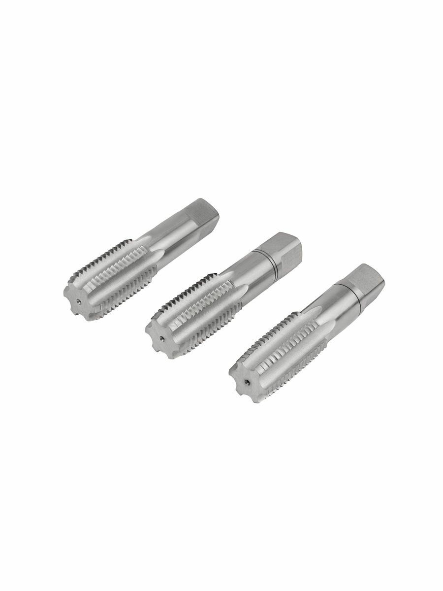 Набор метчиков NORGAU Industrial M 33 из HSS-G (W6% Mo5%), по стали, чугуну и цветным металлам, 3 предмета.