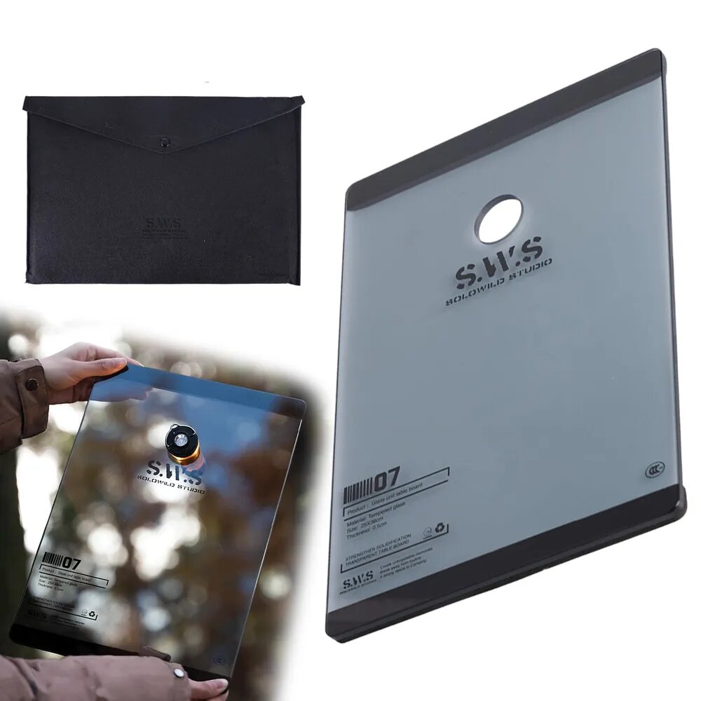 Профиль для стекла SWS 40см для столов из закалённого стекла, прозрачный серо-чёрный