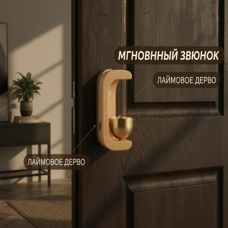 Дверной колокольчик из латуни, магнитный, для входной двери