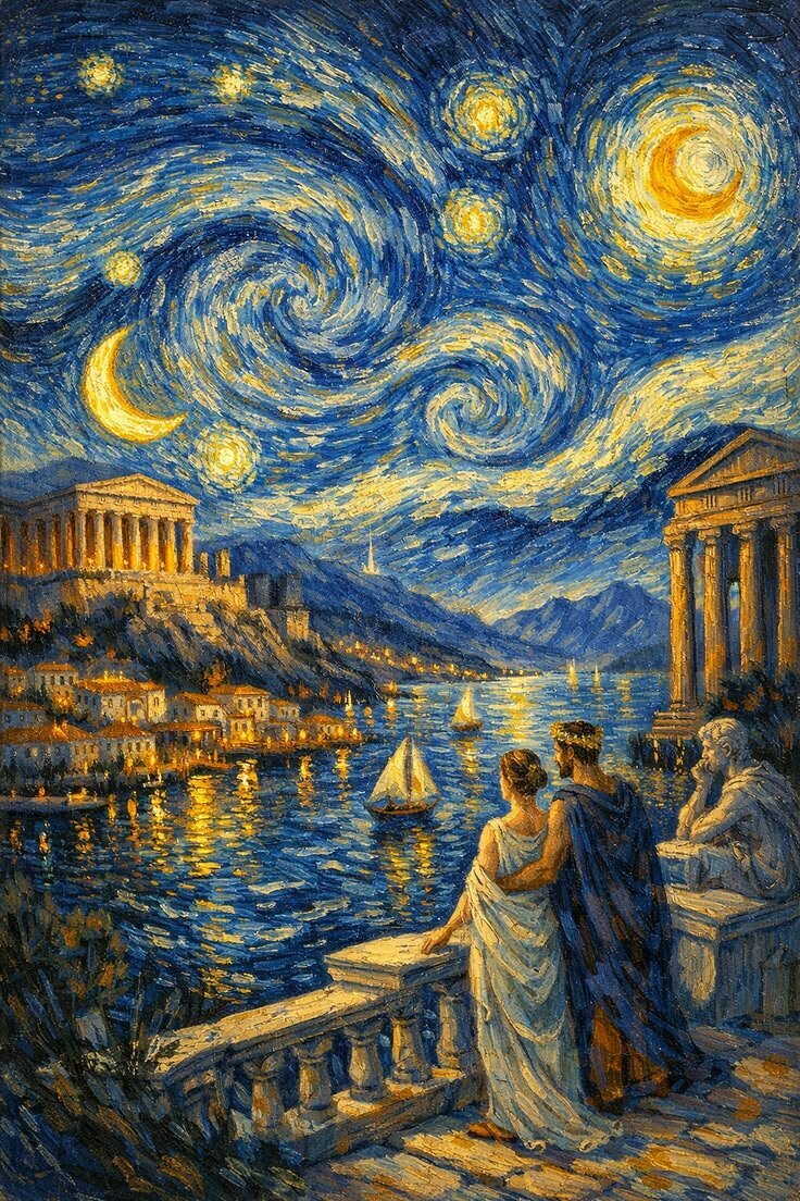 Алмазная живопись "Ван Гог, Звездная ночь", 5D, круглая, 40x50 см. Производитель: Brose Art.