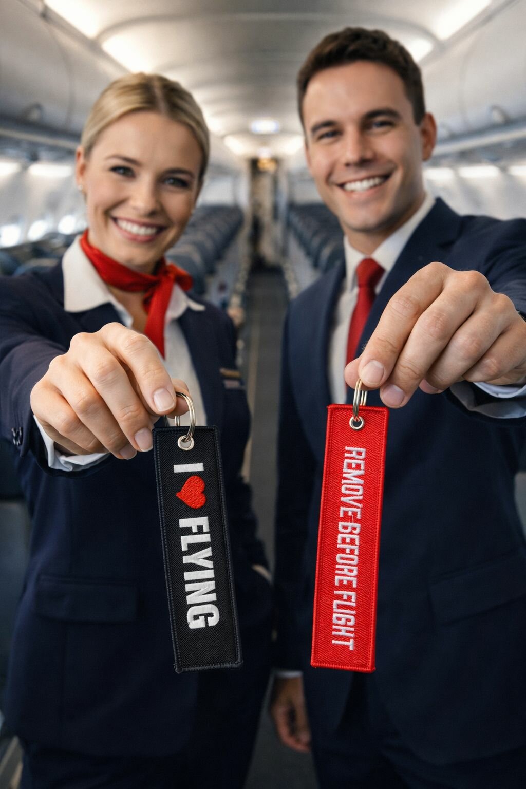 Украшение на сумку Remove before flight, красный/матовый — фото 1