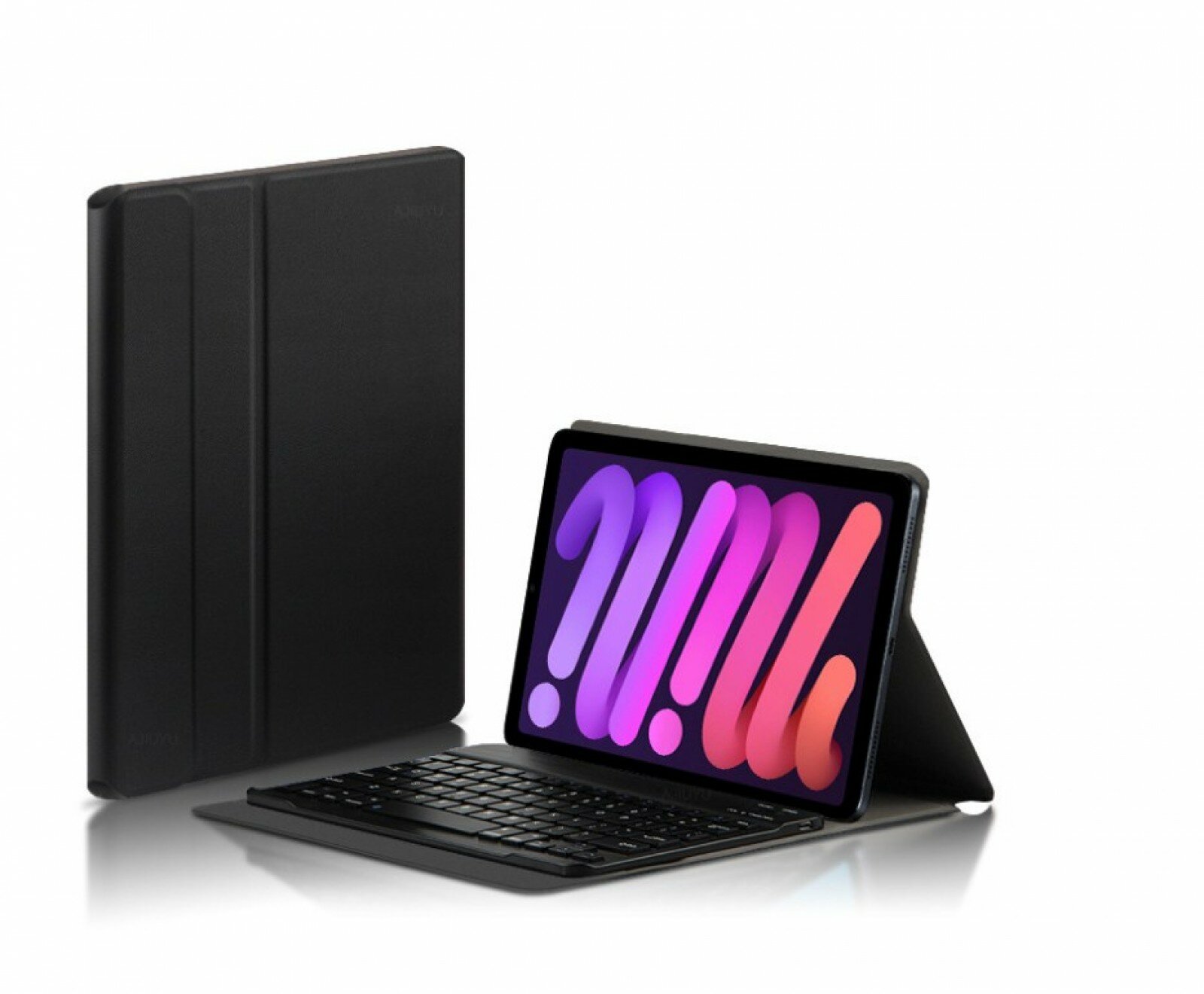 Клавиатура MyPads с черным кожаным чехлом для Apple iPad mini 6 2021 Bluetooth съемная