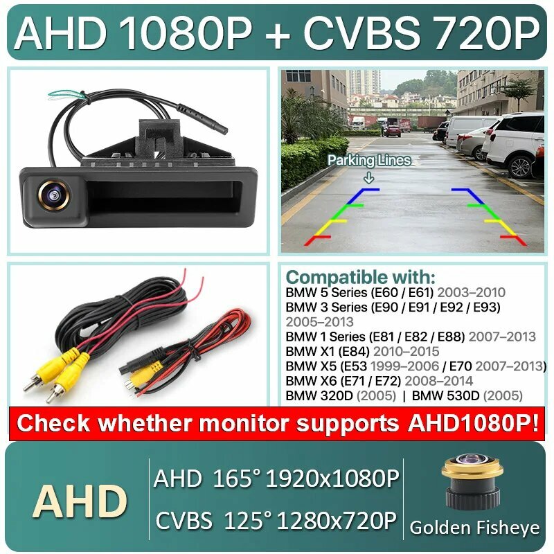 GreenYi ° Автомобильная камера заднего вида AHD 1080P для BMW E60 E39 E90 E82 E61 AHD1080P-175deg