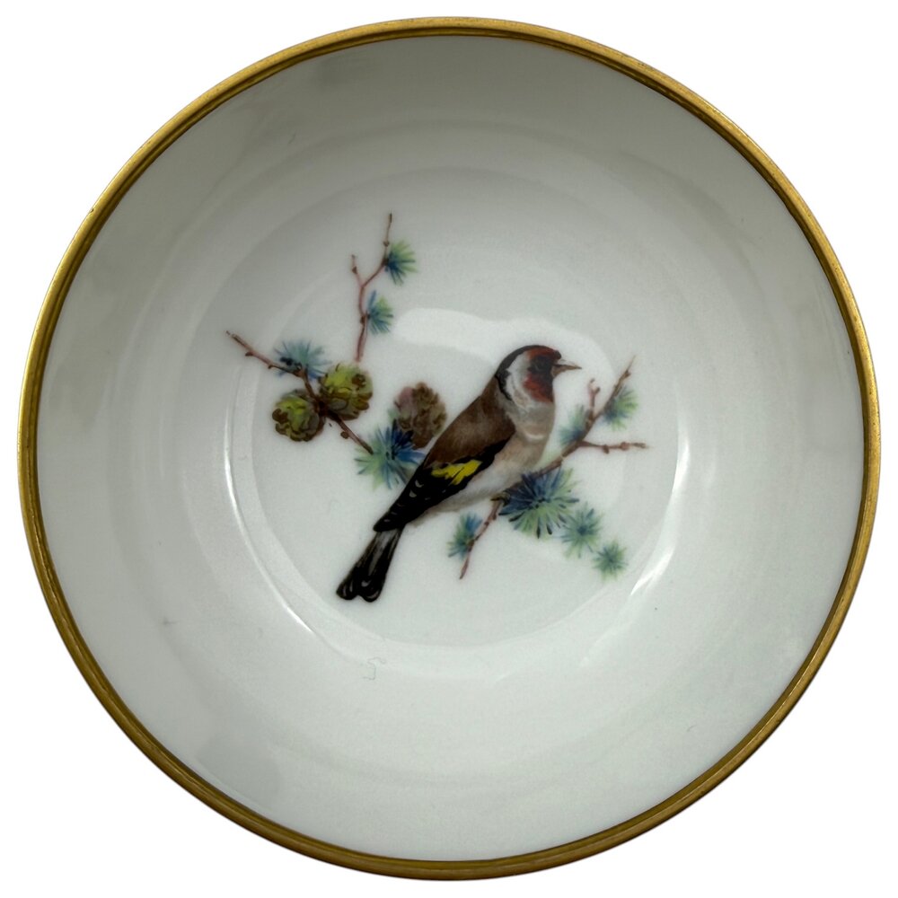 Розетка - миска "Птицы Щегол", 8.5 см, фарфор, 1970-1980 гг, Kaiser, Германия