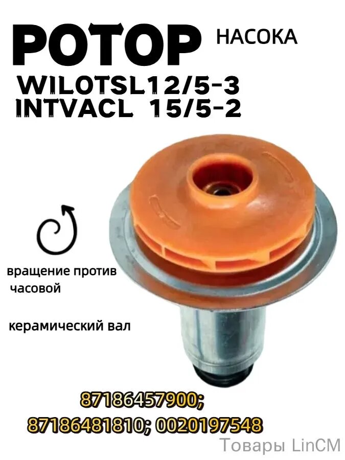 0020197548 Втулка ротор насоса (против часовой стрелки) аналог WILO 12/5, 15/5 (втулка 35мм, колесо 68/21мм)