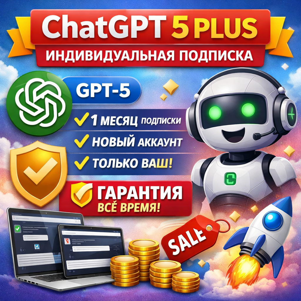 Chat GPT 5 Plus полный доступ, индивидуальная подписка, 1 месяц, гарантия весь срок