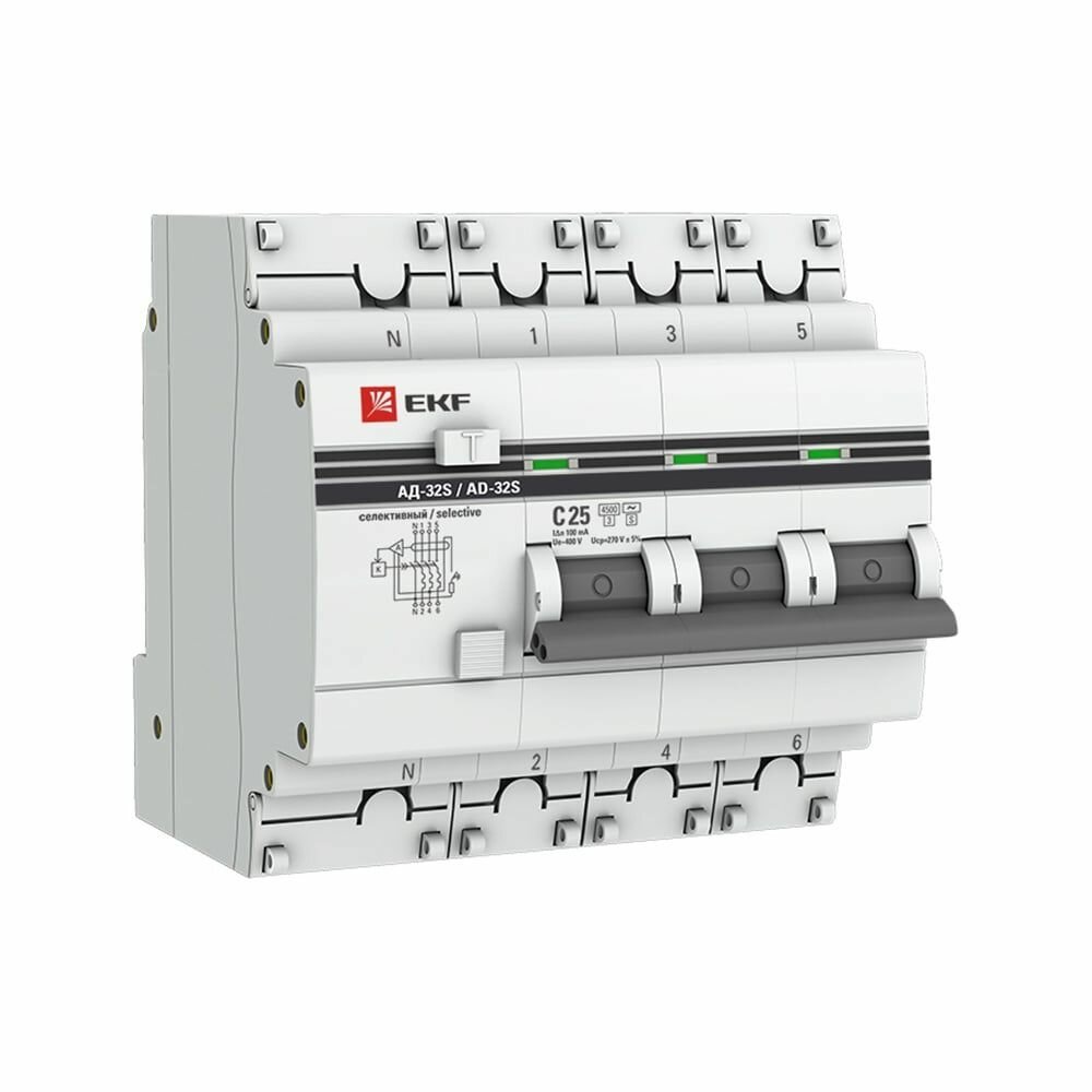 Автомат дифференциальный АД-32 (селективный) 3P+N 25А/100мА PROxima