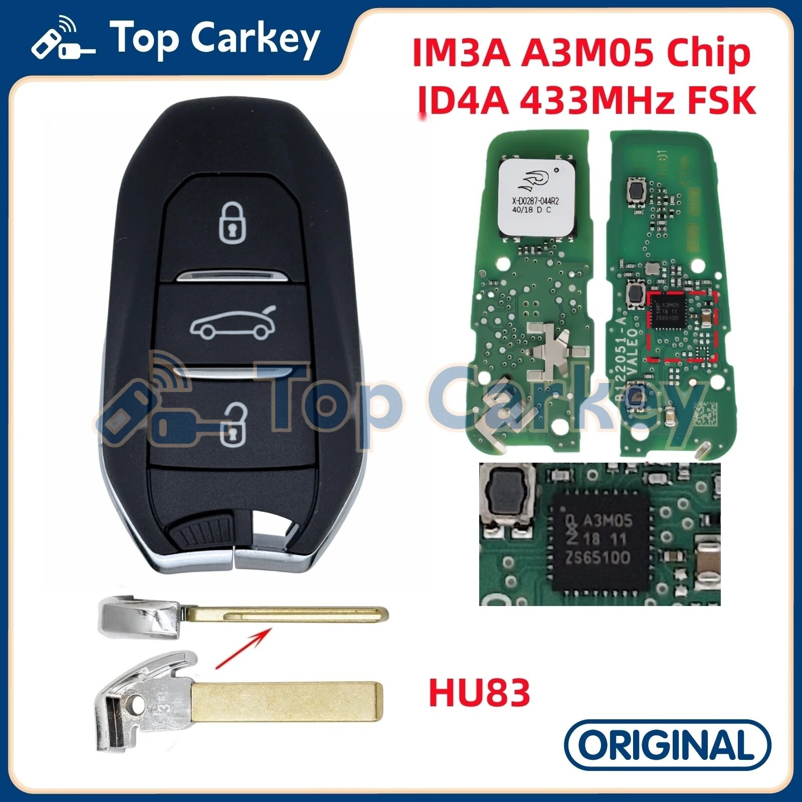 TopCarkey IM3A ID4A A3M05 433MHz HU83
