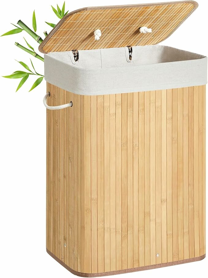 Бамбуковая корзина для белья SONGMICS 72 л с крышкой 40x30x60 см цвет бамбук B074GTL2QJ