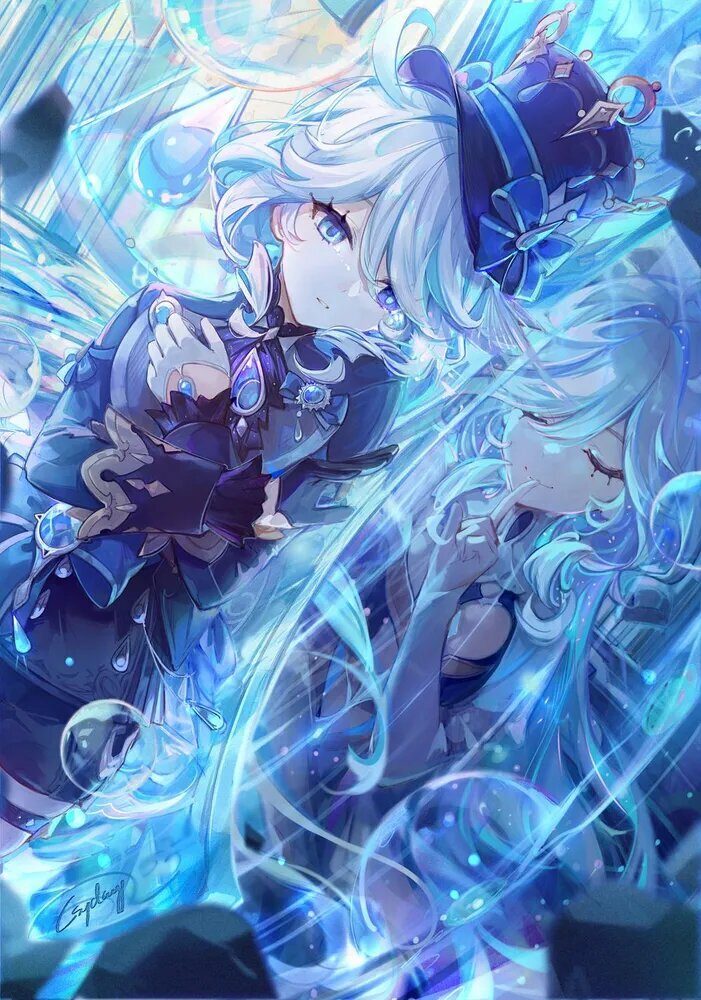 Алмазная Мозаика "Furina Genshin Impact Anime" 40х50 См Алмазная Вышивка / Картина Стразами Подарков / Украшения