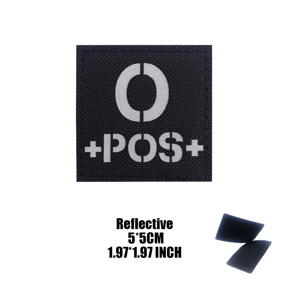 Черный патч с кровогруппой O +POS+ 5*5см