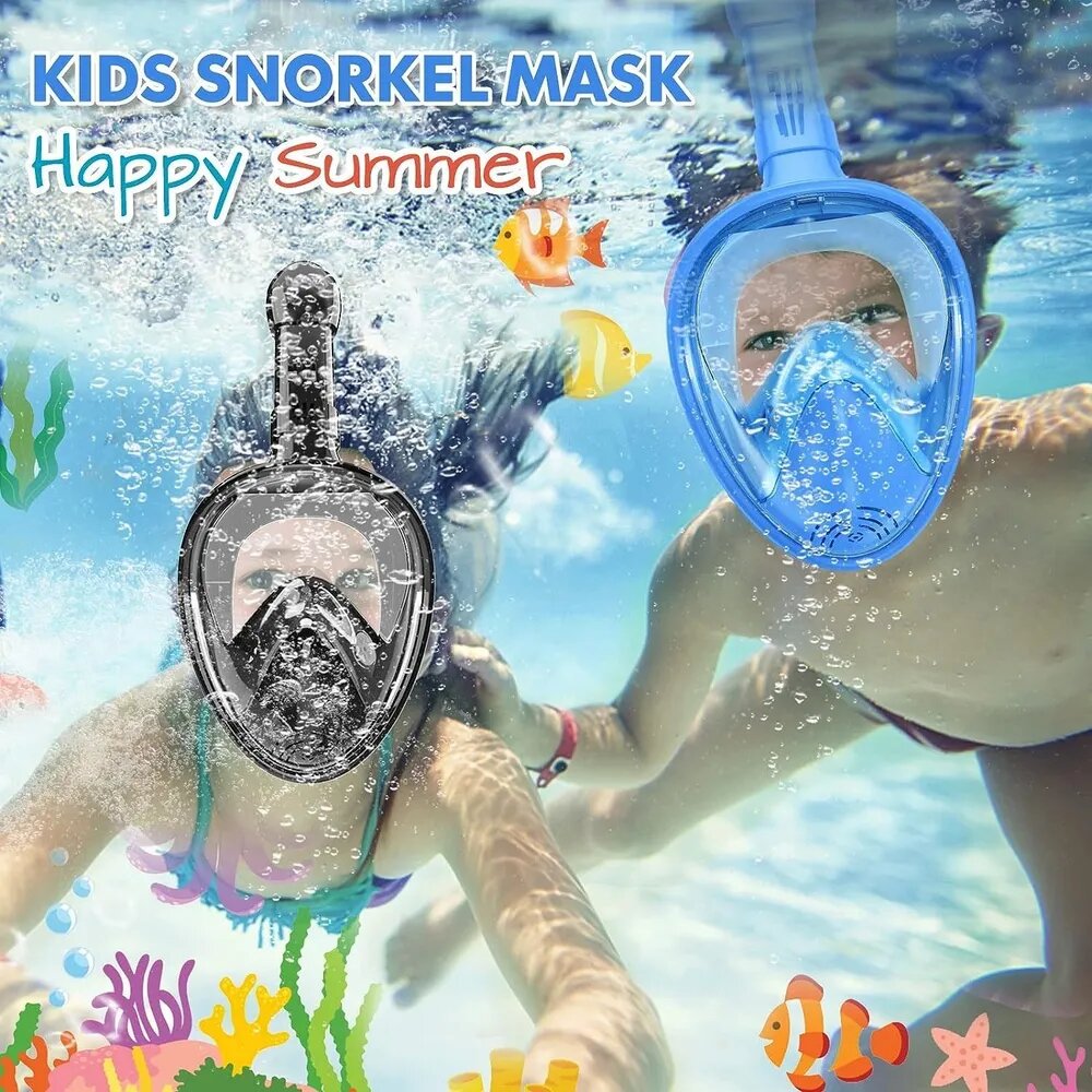 Маска для плавания Free Breath XS (дети 3-8 лет) c креплением для экшн-камеры, черная — фото 1