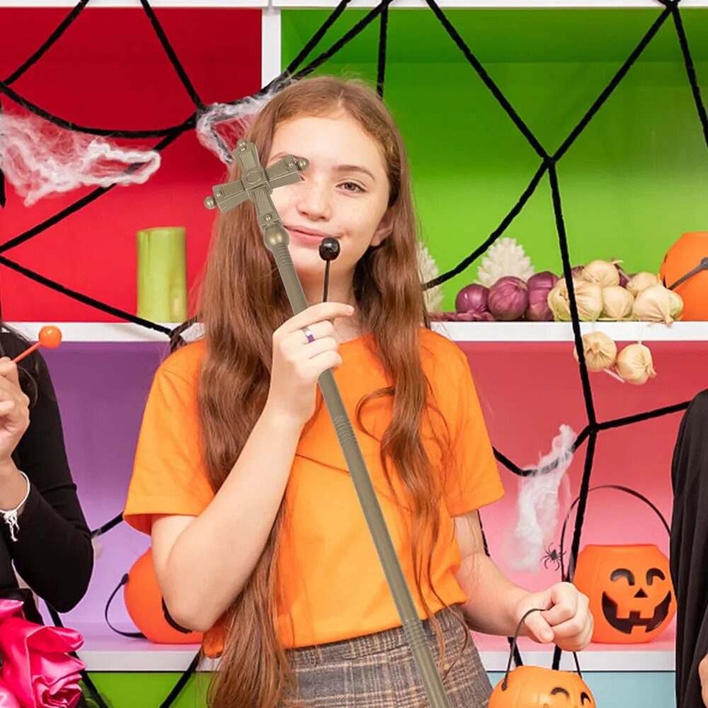 Пластиковый золотистый крестовый жезл для хэллоуинского декора и косплея