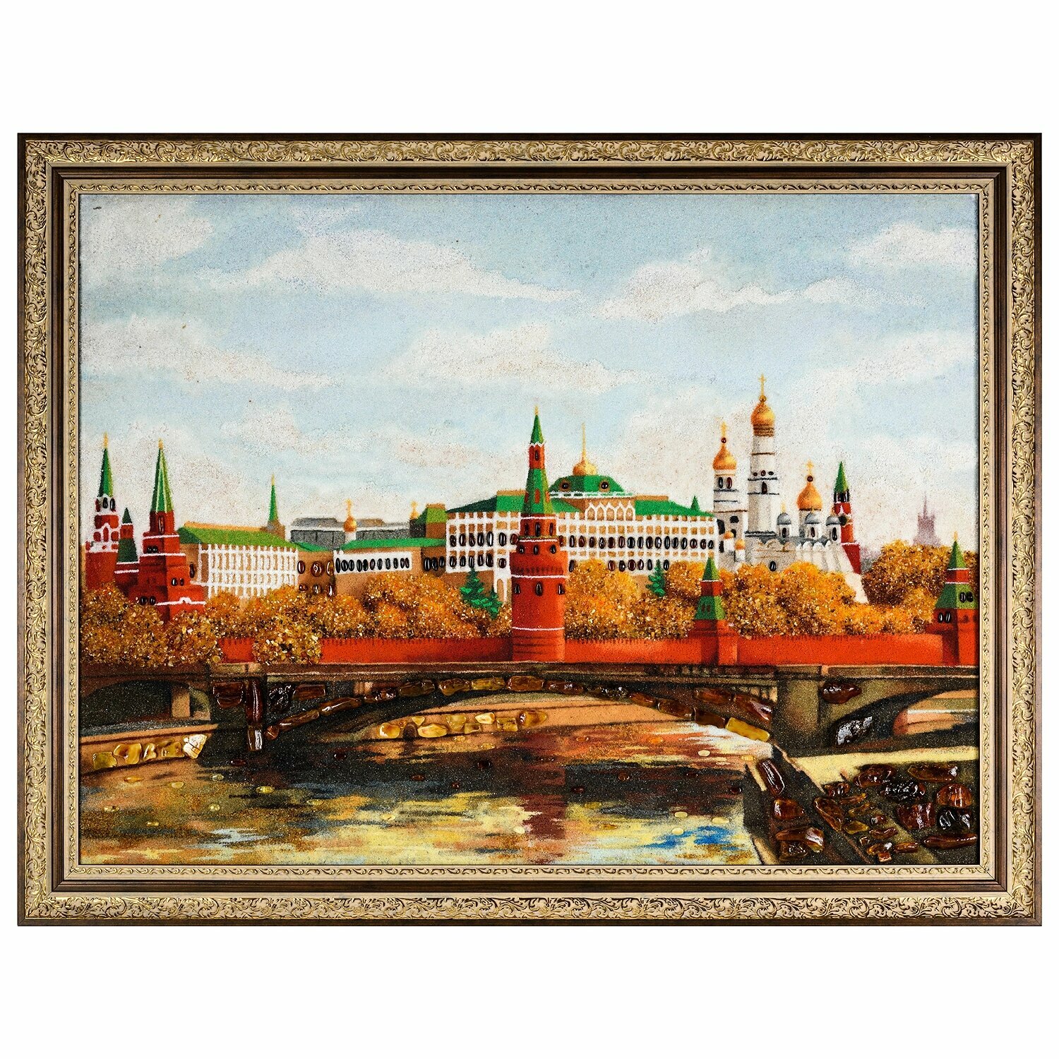 0074004-НП Картина янтарная " кремлёвский мост" 60*80 см