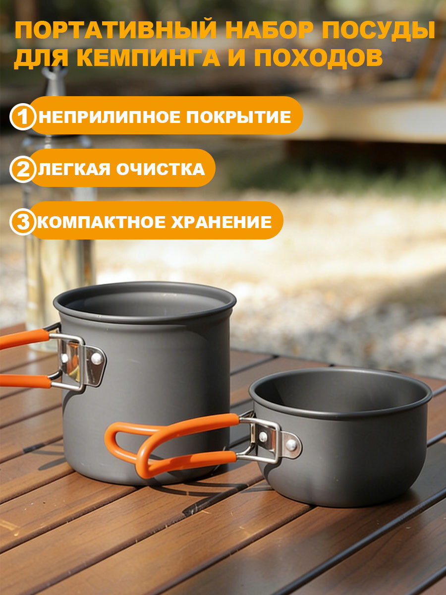 Набор посуды "Походный пикник", сталь, складной, с чехлом, 3 предмета
