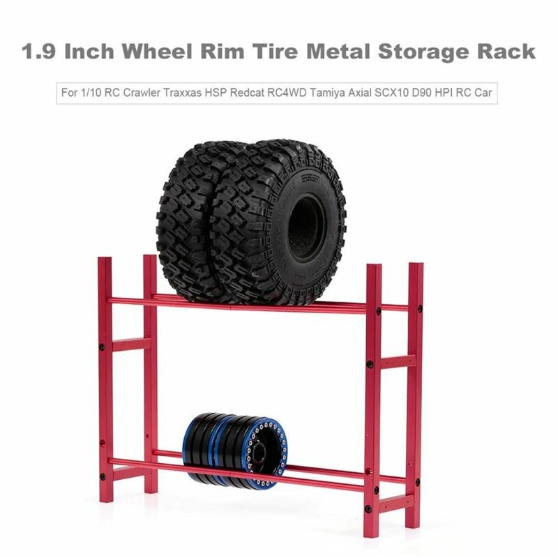 Стеллаж для хранения колёс RC 1/10, двухуровневый, из сплава, 25.6×19×6.1 см, красный