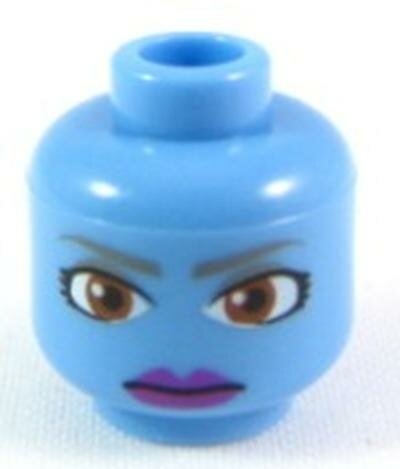 Деталь Lego 3626bpb0472 Minifigure, Head Alien with Large Brown Eyes and Purple Lips Pattern (SW Aayla Secura) - Blocked Open Stud