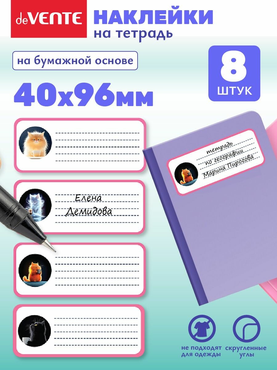 Наклейки для подписи тетради 8 шт