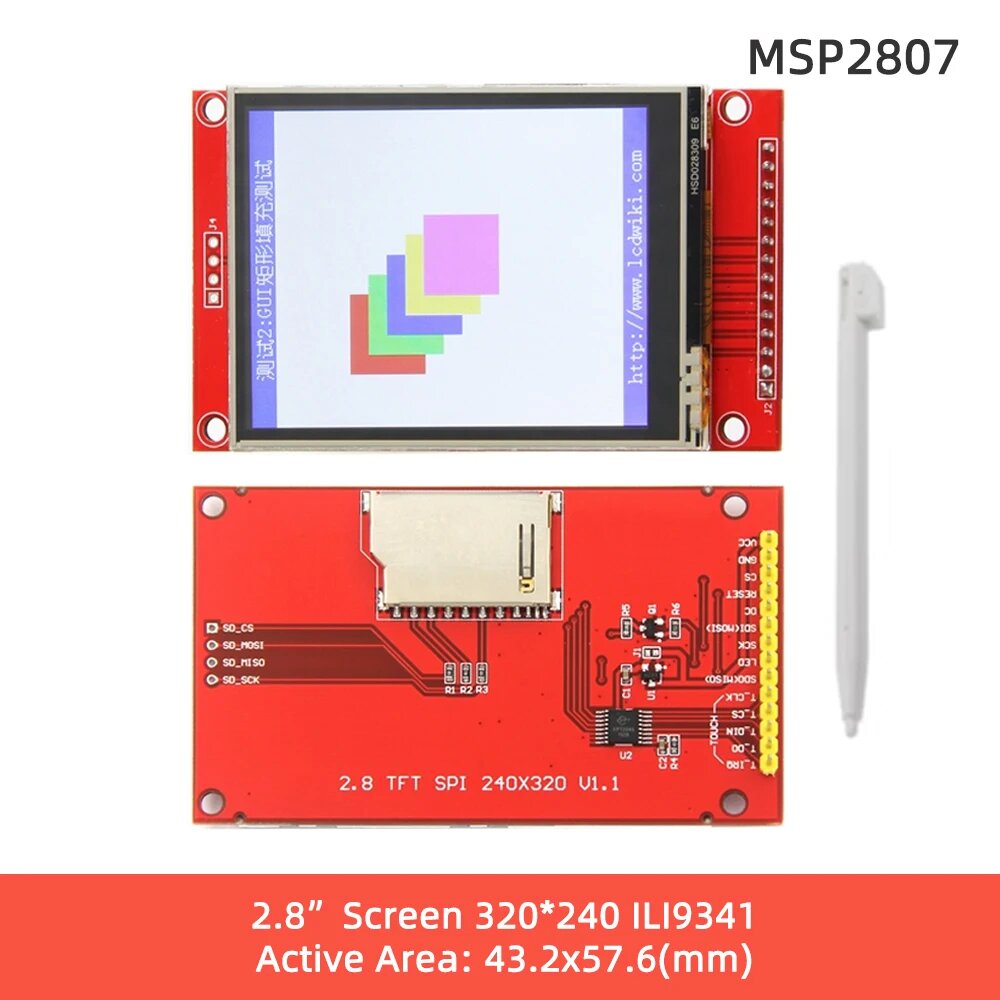 2.8" TFT SPI 320x240 ILI9341 с тачскрином
