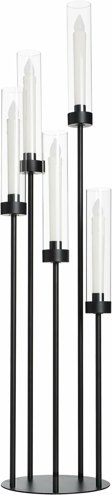 5-рожковый канделябр черного цвета с LED-свечами, 106 см