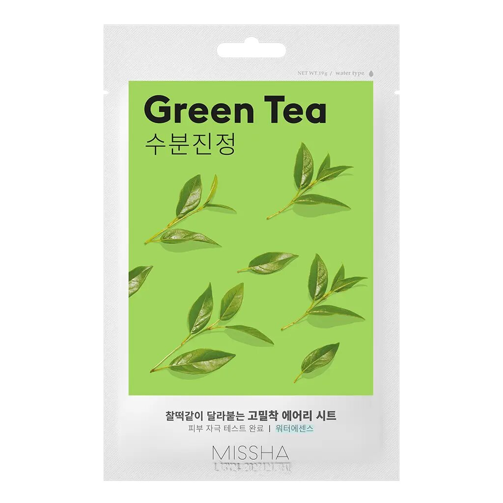 MISSHA Airy Fit Маска для лица успокаивающая с экстрактом зеленого чая для сухой кожи 19 г 1 шт