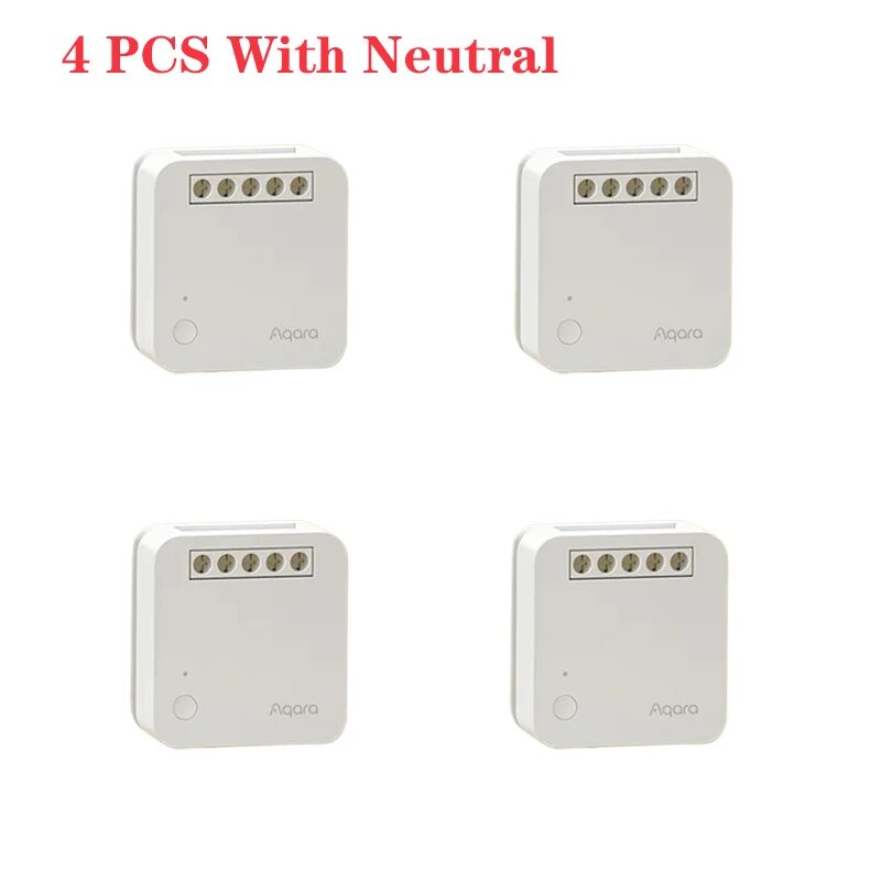 Модуль управления одноканальным реле Aqara T1 Zigbee 3.0 Беспроводной контроллер реле 1 канал Без нейтрального провода Удаленное управление Совместим с Apple Homekit-4 штуки-С нейтральным проводом