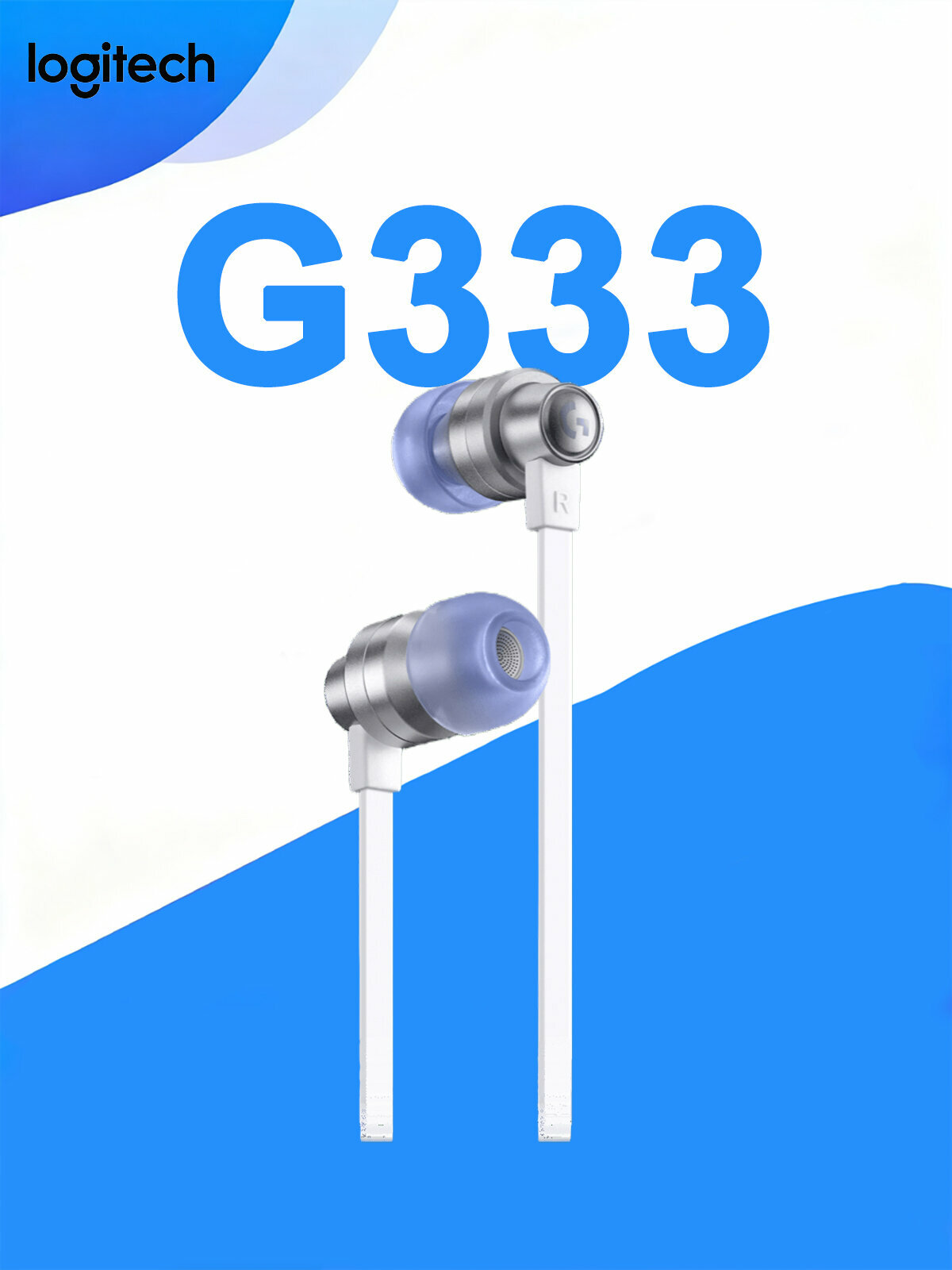 Logitech G333 Наушники проводные с микрофоном, Проводные наушники Jack 3,5 Для телефона, белый