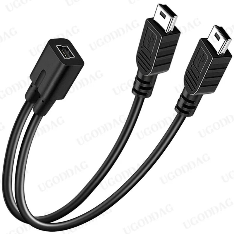 Мини-USB 1–2 Y Кабель-разветвитель USB 2.0 Мини 5-контактный разъем «мама» на двойной 2 штекера Высокоскоростной зарядный кабель Шнур