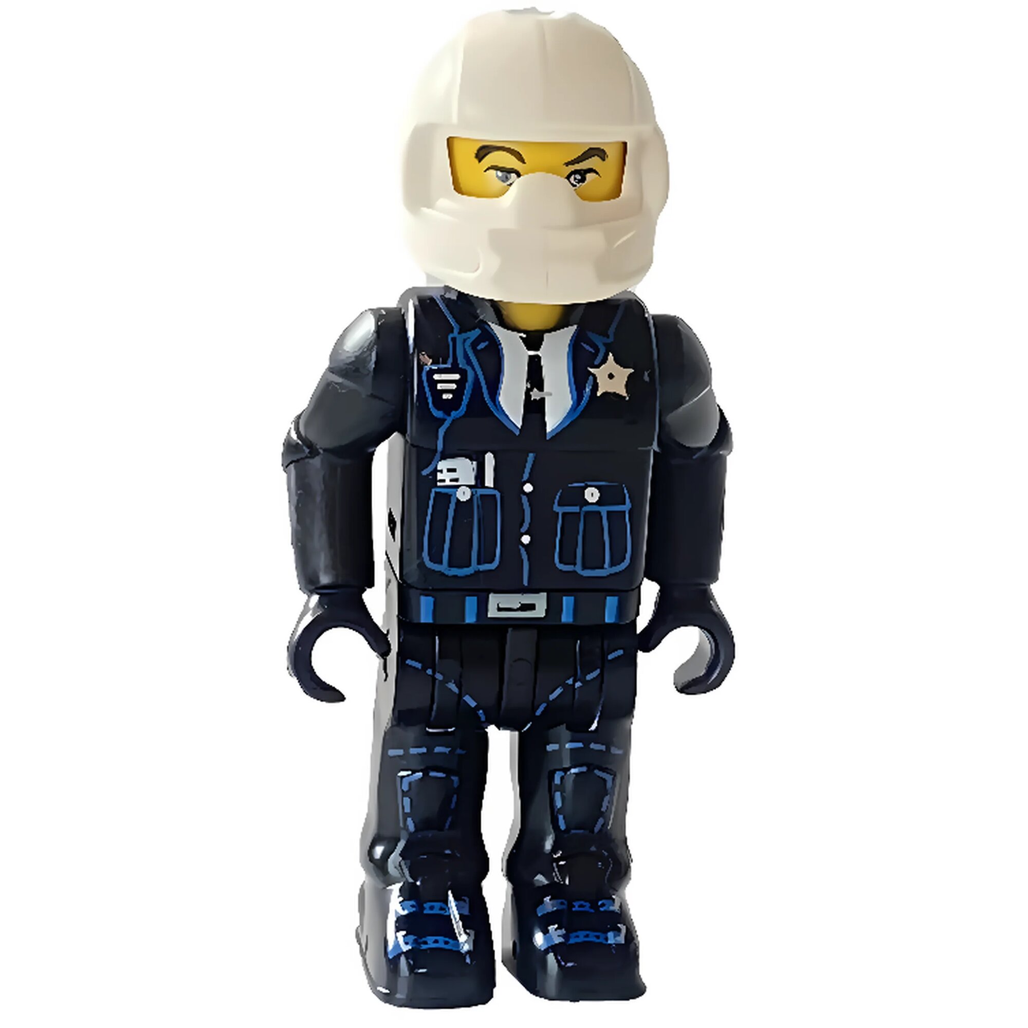 Минифигурка Lego 4 Juniors Police - Black Legs, Black Jacket, White Helmet, Yellow Head 4j002 U