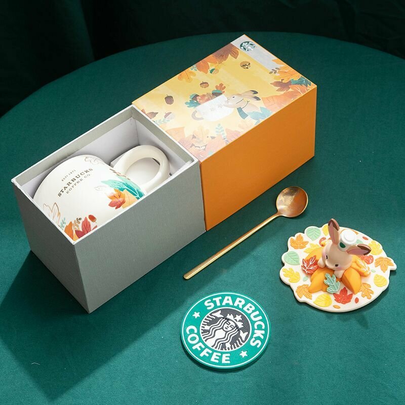 Кружка "Кролик с кленовым листом"Керамическая кружка Starbucks(Новогодняя серия)