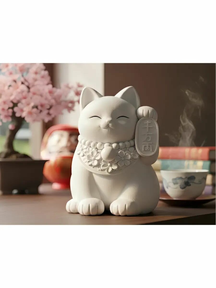 Статуэтка "Манэки-Нэко" (Кот Удачи) 3D печать из пластика