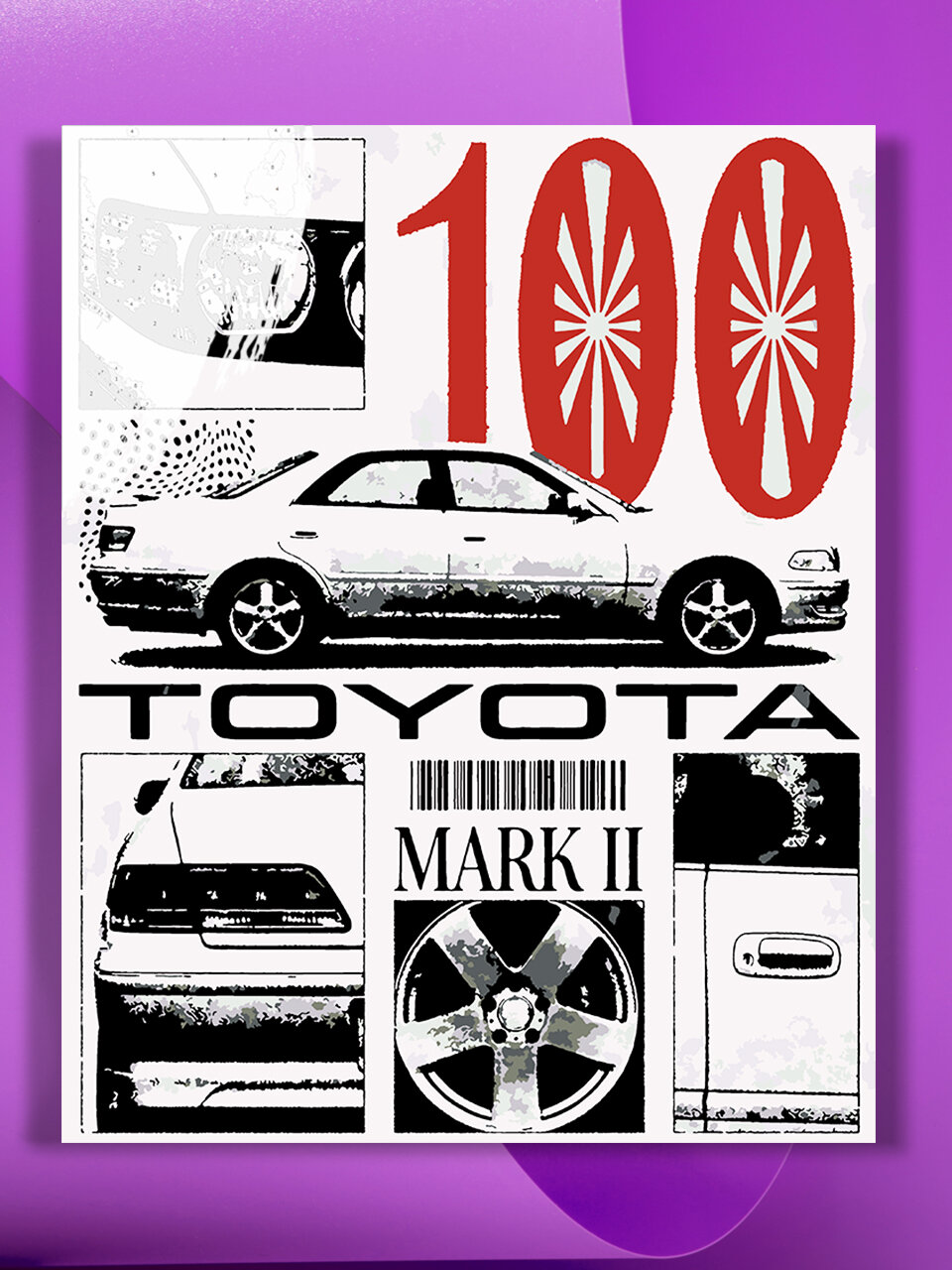Картина по номерам на холсте Toyota Mark II X100 X ЧБ, 30 х 40 см