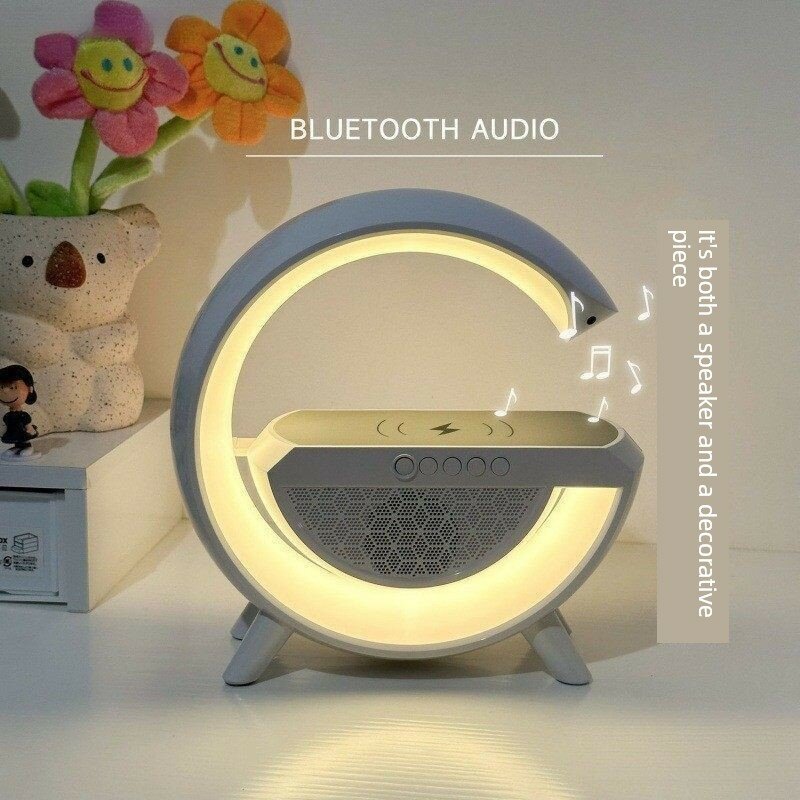 Беспроводная колонка Bluetooth G2301 с атмосферной подсветкой, беспроводной зарядкой и часами, ночник G63 с