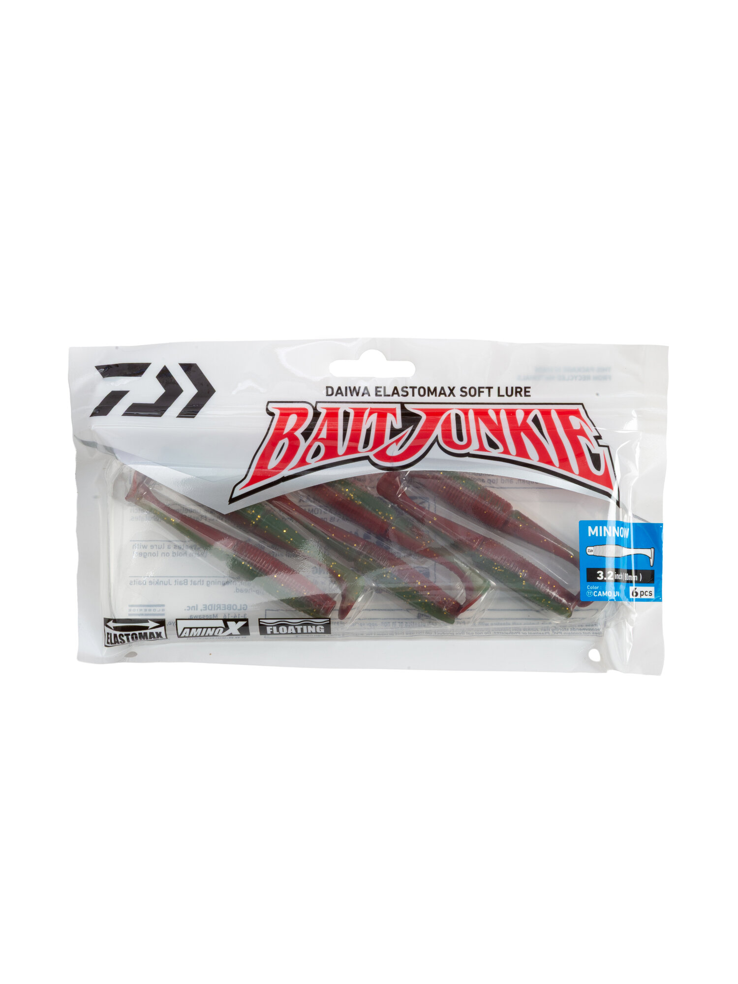 Силиконовая приманка Daiwa Bait Junkie 3.2 Minnow CAMO UV (уп. 6 шт)