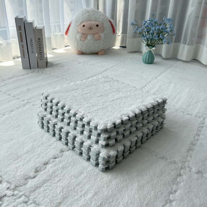 Коврик-пазл Плюшевая, зимний, текстиль, 10 элементов, 30x30 см（белый）