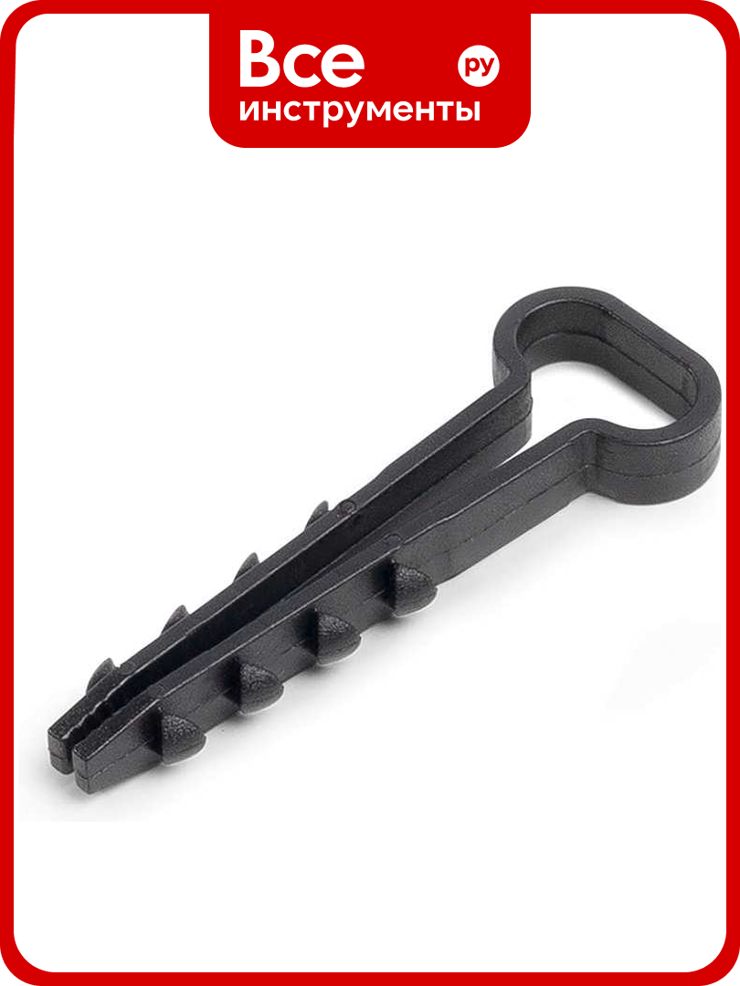 Дюбель-хомут FORTISFLEX ДХП 12-6 ч 100шт 81830 из прочного полиамида, черный, предназначен для плоского кабеля