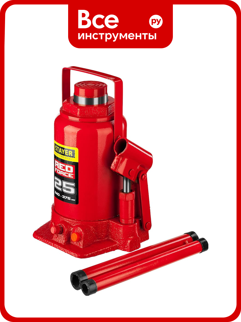 Гидравлический бутылочный домкрат STAYER Red Force 25т 43160-25_z01