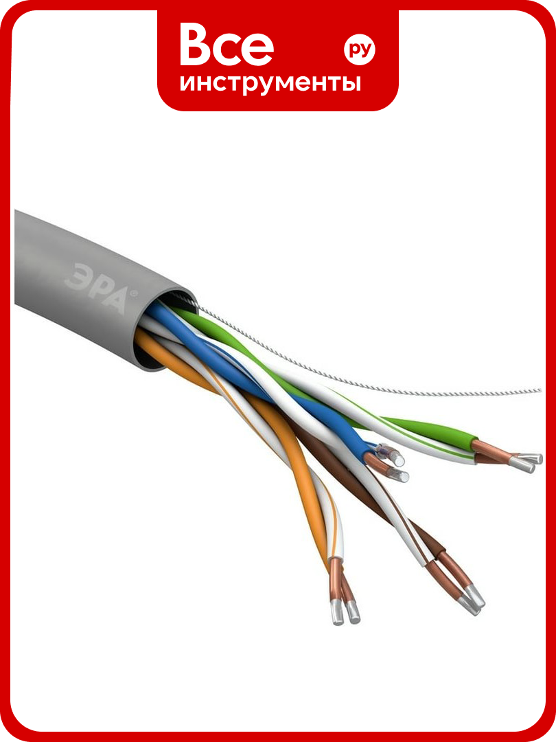 Кабель витая пара ЭРА U/UTP 4x2x25AWG Cat5e CCA PVC 305м SIMPLE 2/30 Б0044435