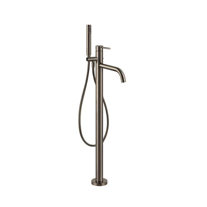 Напольный смеситель для ванны с душем Gessi 24943 С внутренней частью, с душевым гарнитуром, никель, матовый, латунный, с керамическим картриджем