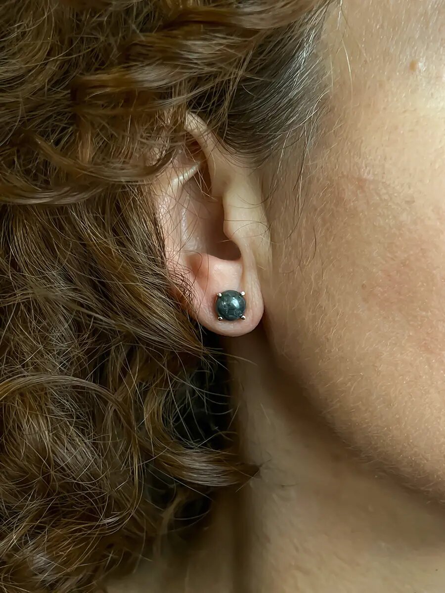 Серьги пусеты, красное золото, 585 проба, александрит