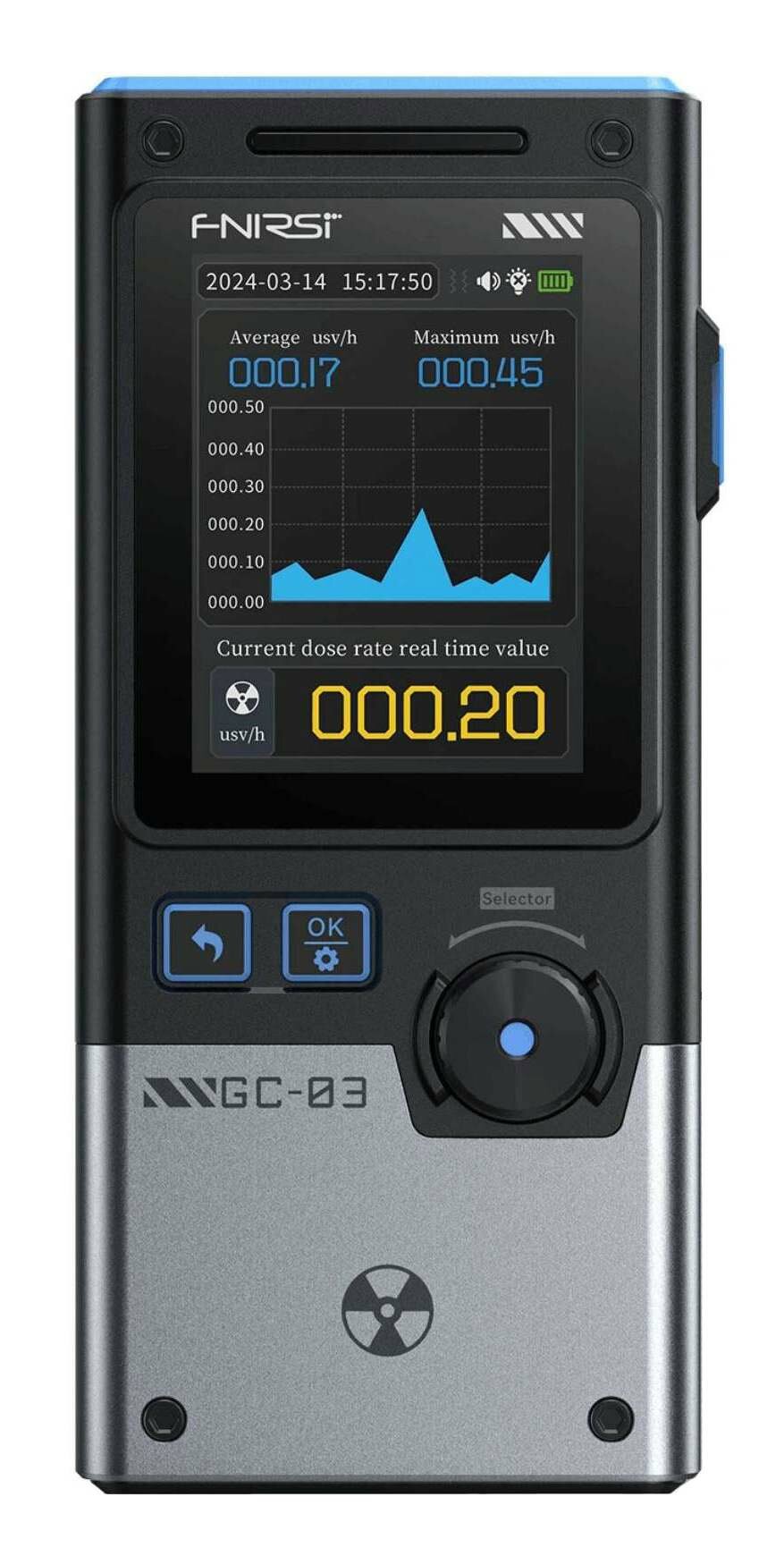 Дозиметр FNIRSI GC-03, 2.4" дисплей, звуковой сигнал, аккумулятор