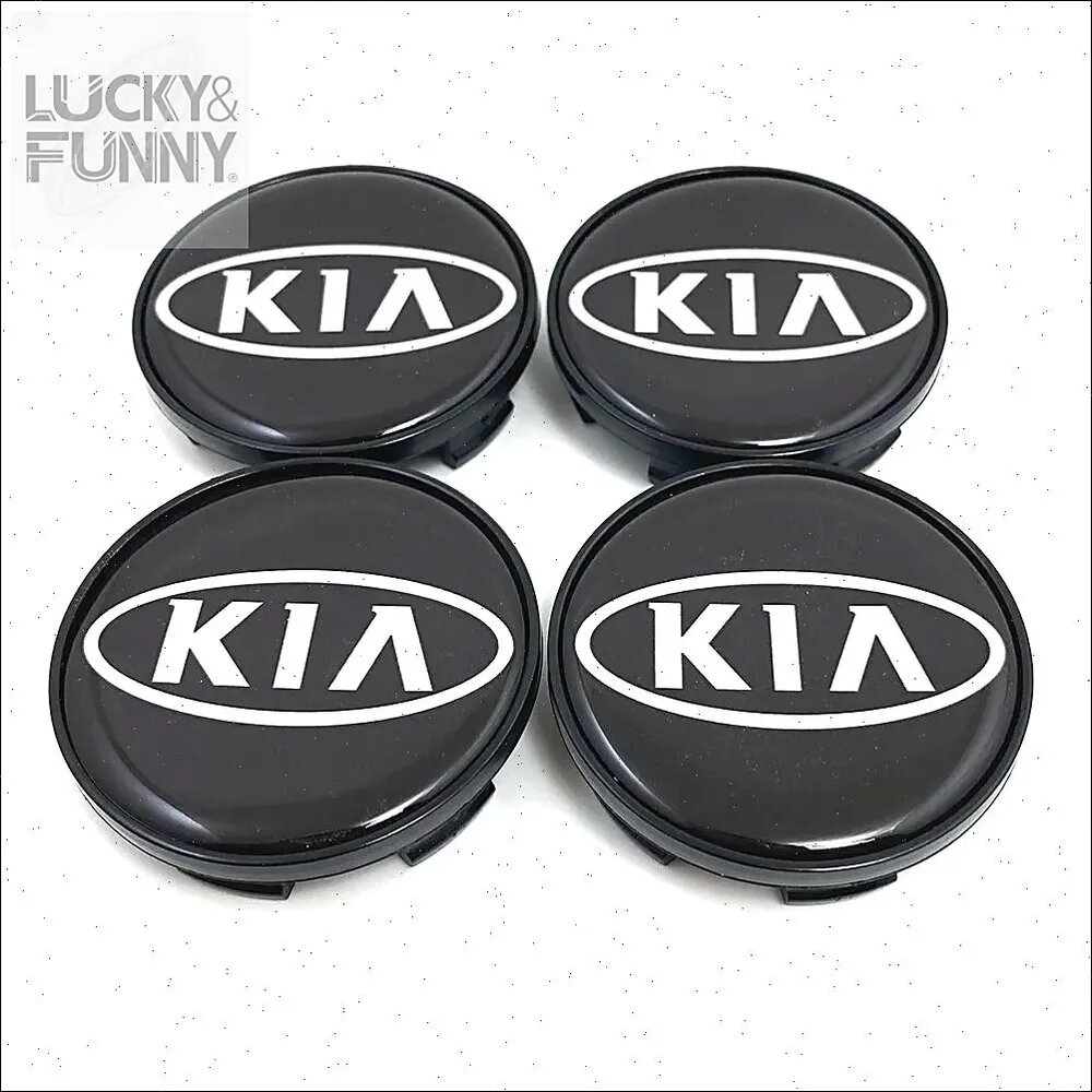 Колпаки KIA черные, 4 шт, круглые дисковые для установки на колеса автомобилей