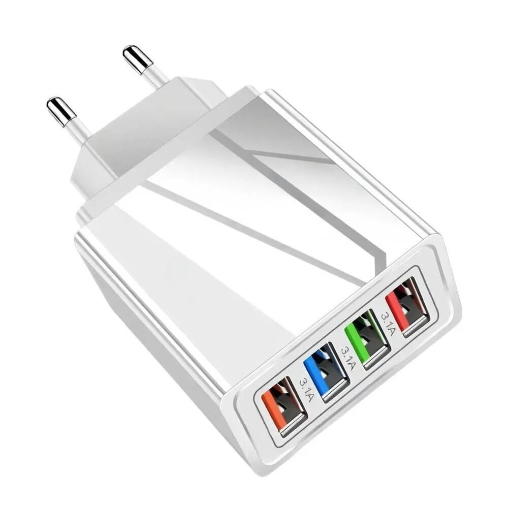 Зарядное устройство 4 USB порта 5V2A, сетевой адаптер для путешествий, европейская вилка