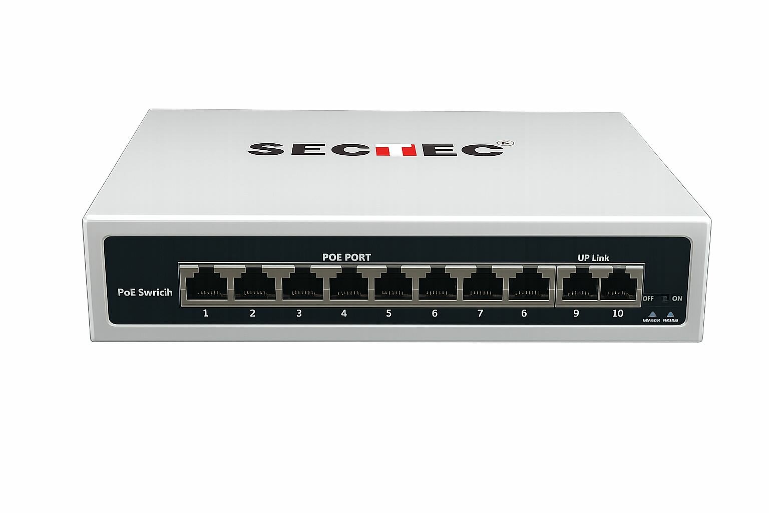 POE коммутатор 120W, 8+2 порта, IEEE 802.3af/at type A,10/100Mbps, SECTEC SG82-POE