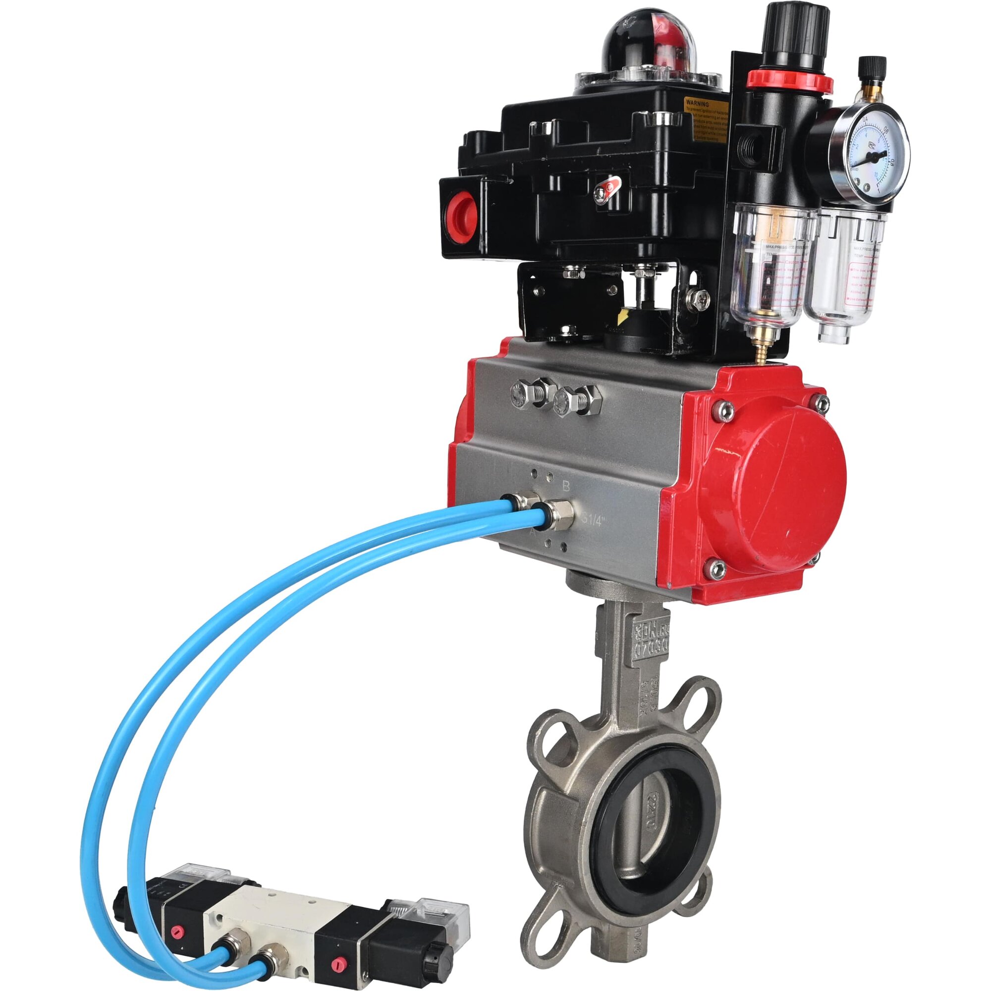 Затвор DN.ru 304-304-EPDM-2W-Fb-H Ду100 Ру16, с пн. прив. DA-083, пн. распр. PND1-T08-220VAC NAMUR, БКВ LSB-410, БПВ